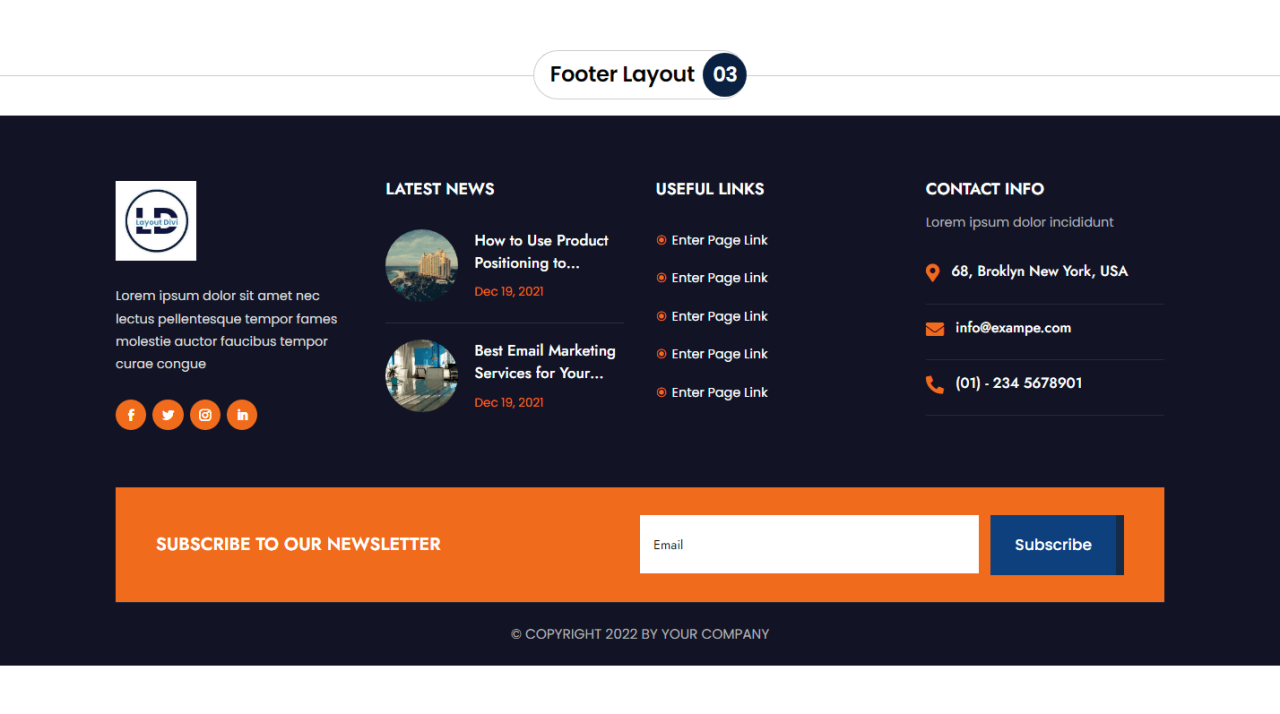 Divi Footer Layouts Bundle - Divi Layouts Demos